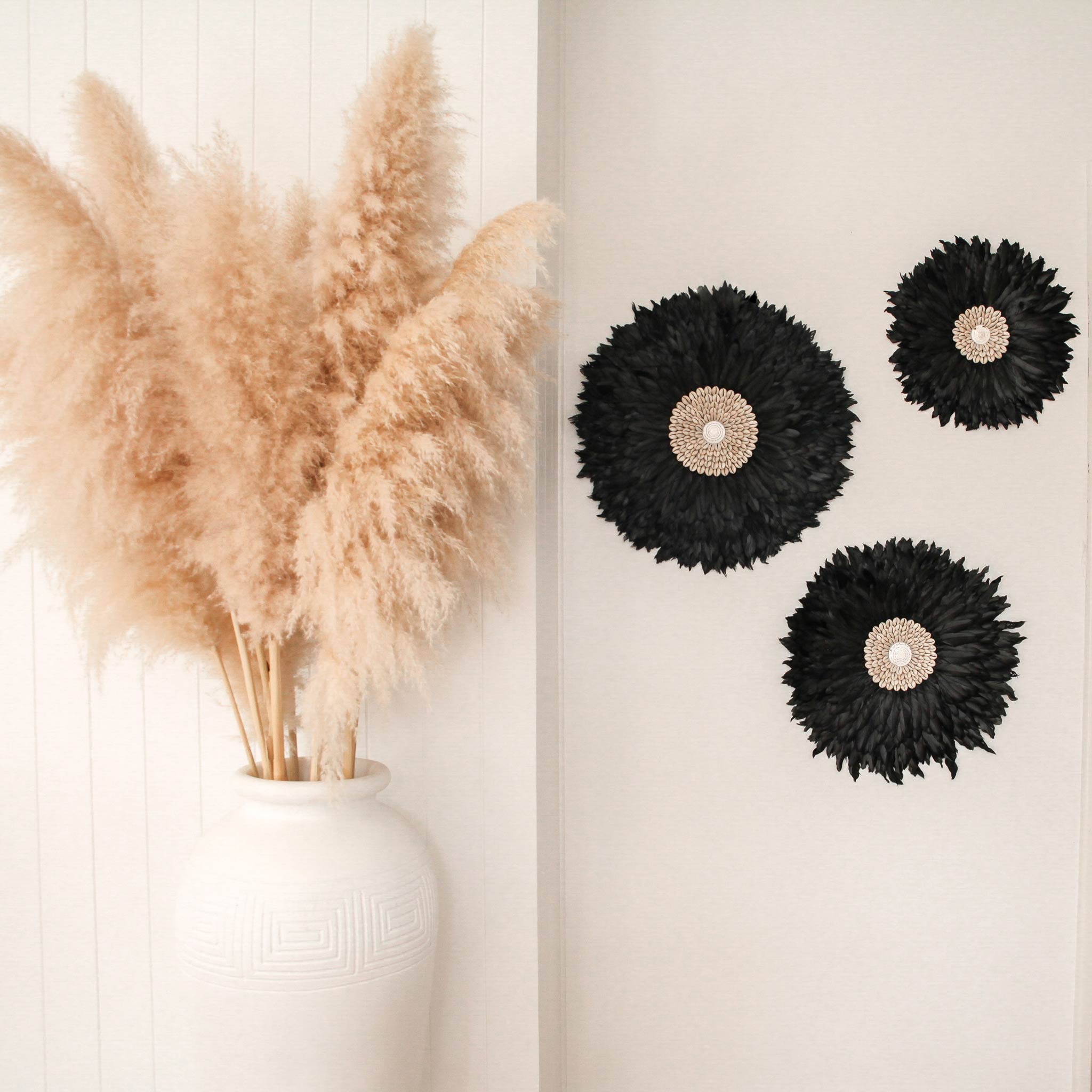 Juju Feather Wall Hang Puka Shell - Black Feather – Stitch & Straw